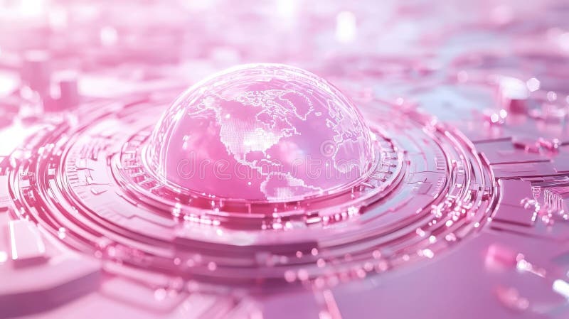 Detailed Pink Globe Showcasing the World Map and Its Intricate Features ...