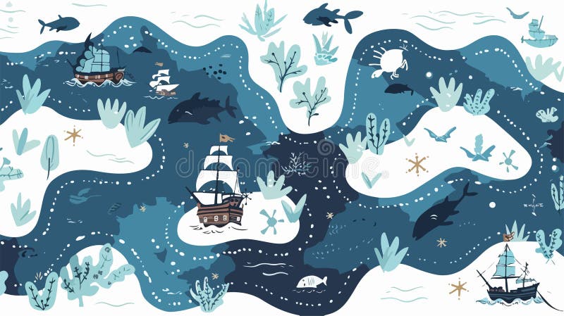 Detailed Pirate Map with Treasure Mark for Adventure Seekers and ...