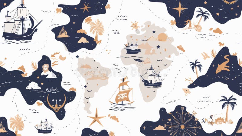 Detailed Pirate Map with Treasure Mark for Adventure Seekers and ...