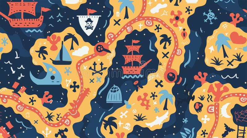 Detailed Pirate Map with Treasure Mark for Adventure Seekers and ...