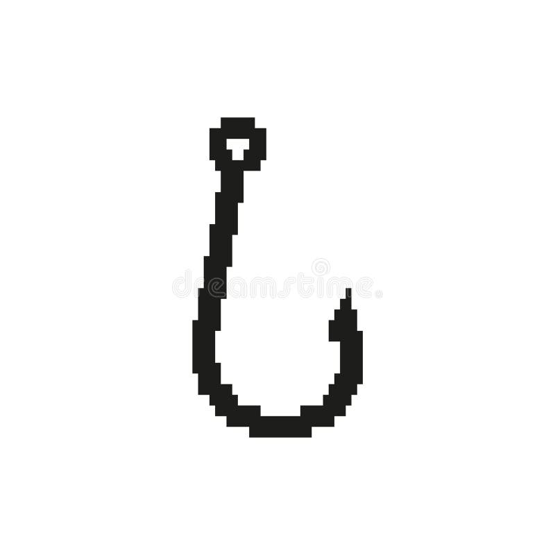 Detailed Pixel Art of a Fish Hook Design with Sharp Curved Point and ...