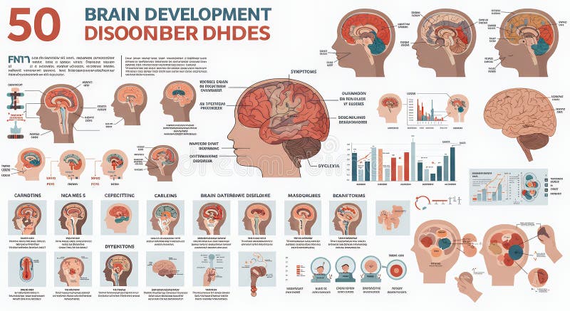 Detailed Pixel Art Illustration of Brain Development and Disorders ...