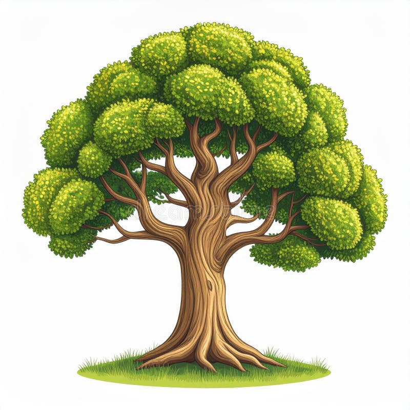 Detailed Pixel Art Illustration of a Lush Green Tree Stock Illustration - Illustration of nature ...