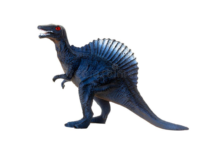Detailed Plastic Toy Model of a Blue Spinosaurus Dinosaur Against a ...