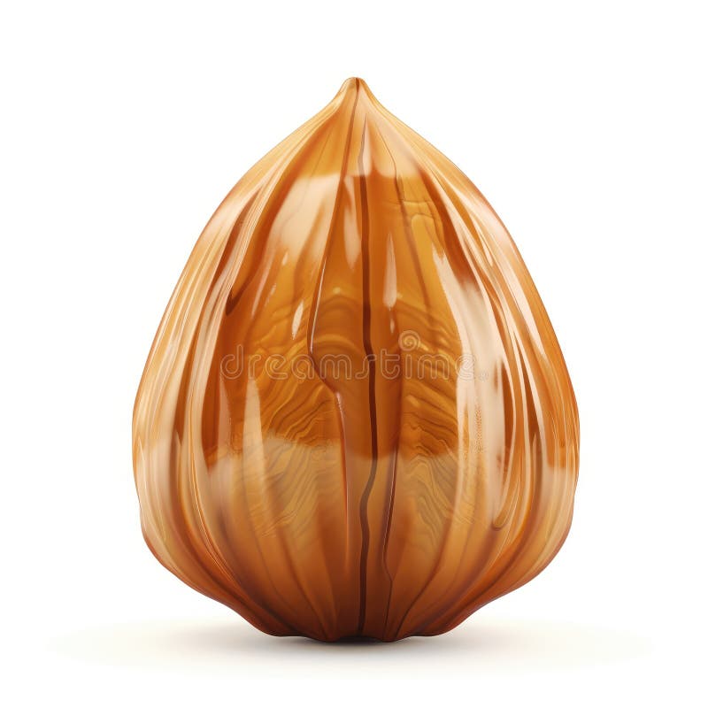 Glossy Hazelnut in Shell, 3D Render on White Background Stock ...