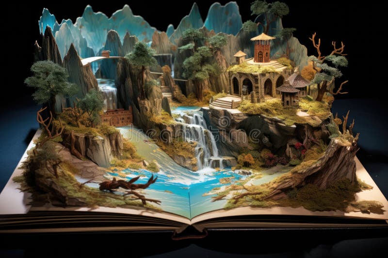 A Detailed Pop-up Book Displaying a Fantasy World Stock Photo - Image ...
