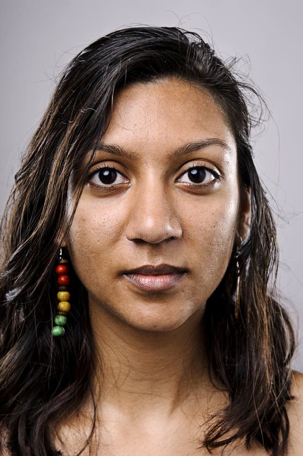 Serious Woman Portrait Real People High Definition Grey Background ...