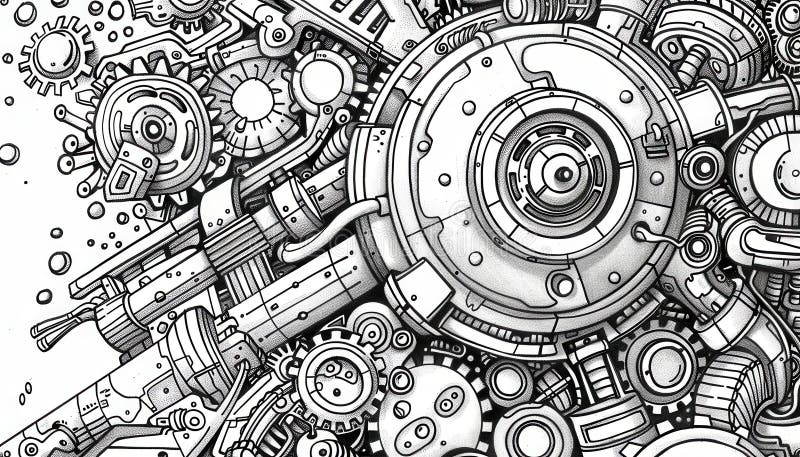 Intricate Mechanical Design Showcasing Gears, Cogs, and Pipes in a ...