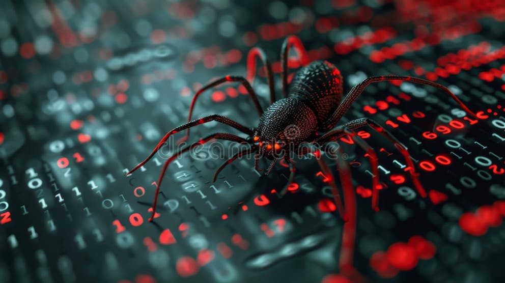 Cybersecurity Threat Illustrated by a Digital Spider Crawling Over ...
