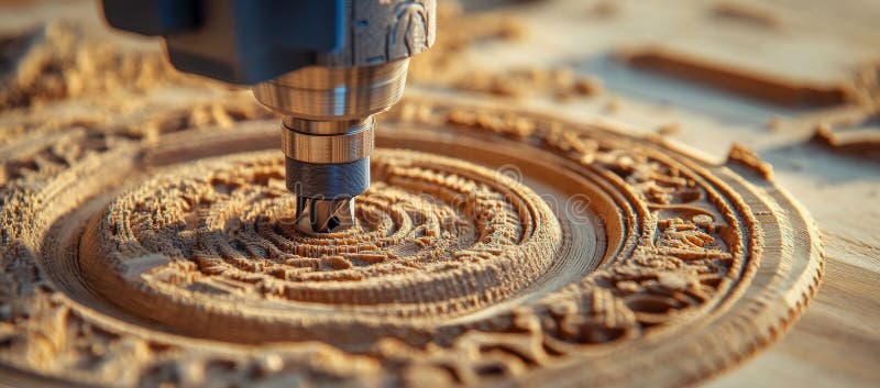 A Detailed and Precise CNC Router Carving in Wood Featuring Intricate ...