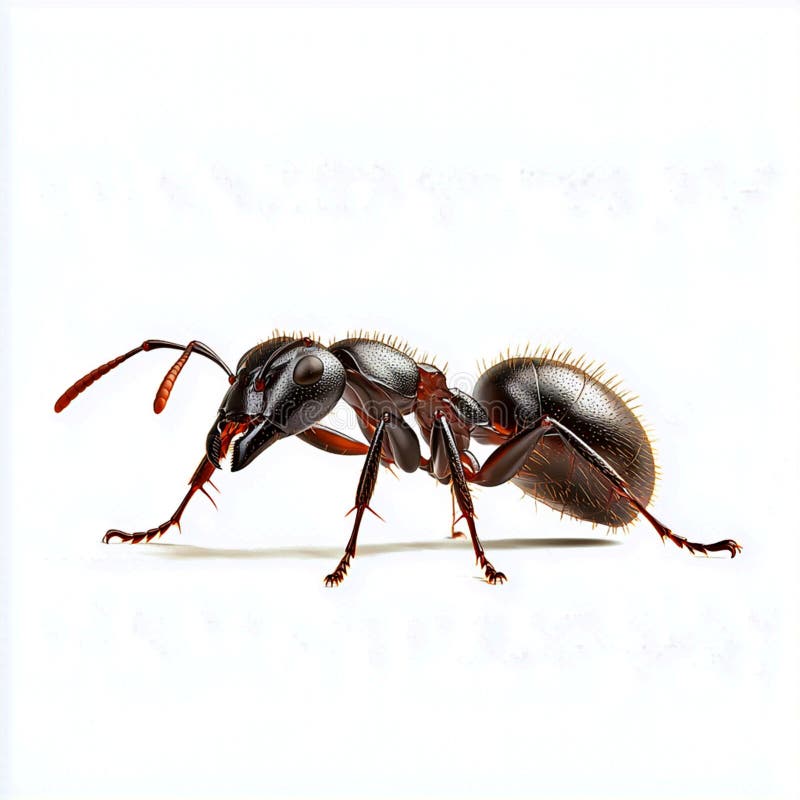 A Single Ant Standing on a Plain White Surface Looking Forward Isolated ...
