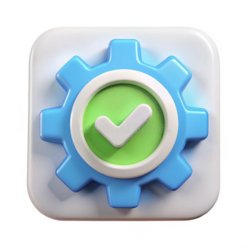 PSD 3D Rendering of a Settings Done Icon Isolated on White Stock ...