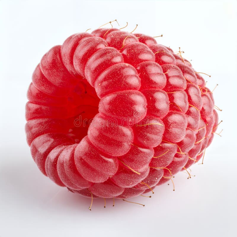 Detailed Raspberry Fruit with Segments Showcasing Texture, on White ...