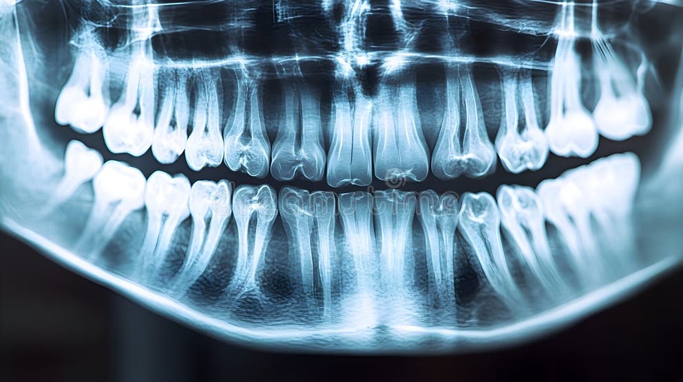 Detailed X-ray of Human Teeth and Jaw Structure Stock Image - Image of ...