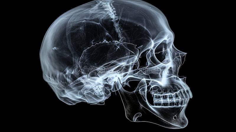 Detailed X-Ray Image of Human Skull and Cervical Spine Concept of ...