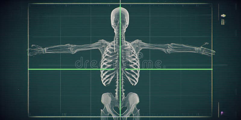 Anatomical X-ray Image of Human Skeleton Displaying Detailed Bone ...