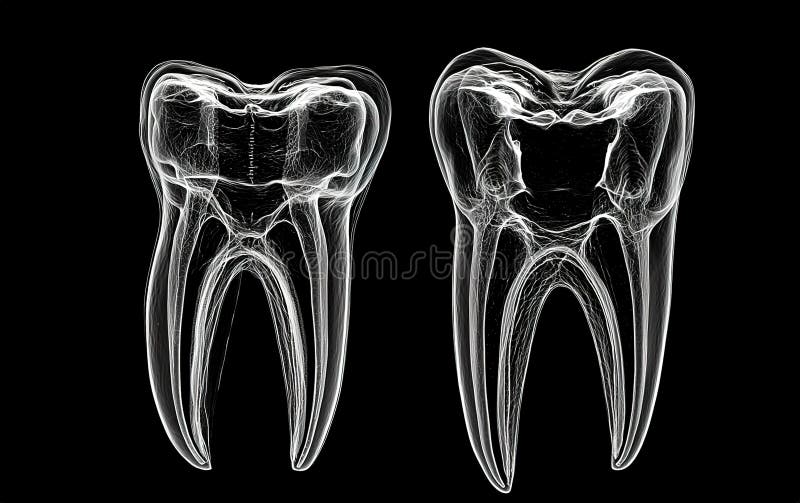 Detailed X-ray Images of Human Teeth Highlighting Root Structure and ...