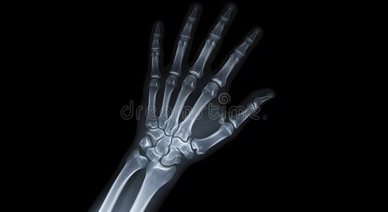 Detailed X-Ray Image of a Human Hand and Wrist Bones Showing Anatomy ...