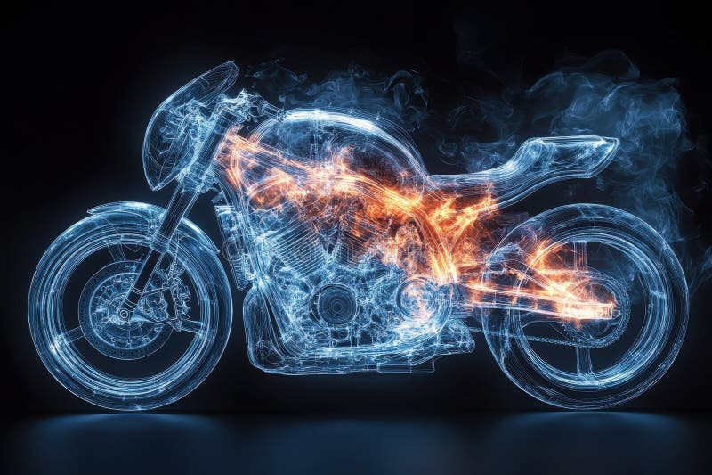 Detailed X-ray Visualization of a Motorcycle Highlighting Internal ...