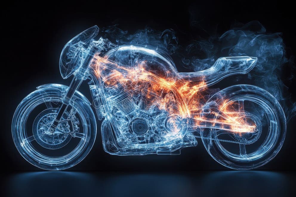 Detailed X-ray Visualization of a Motorcycle Highlighting Internal ...