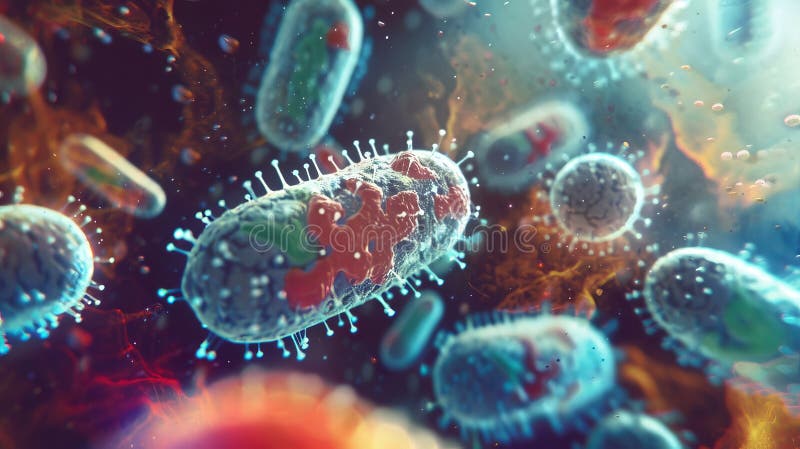 Detailed Realistic Close Up Render of Dense Colony of Bacteria Inside ...