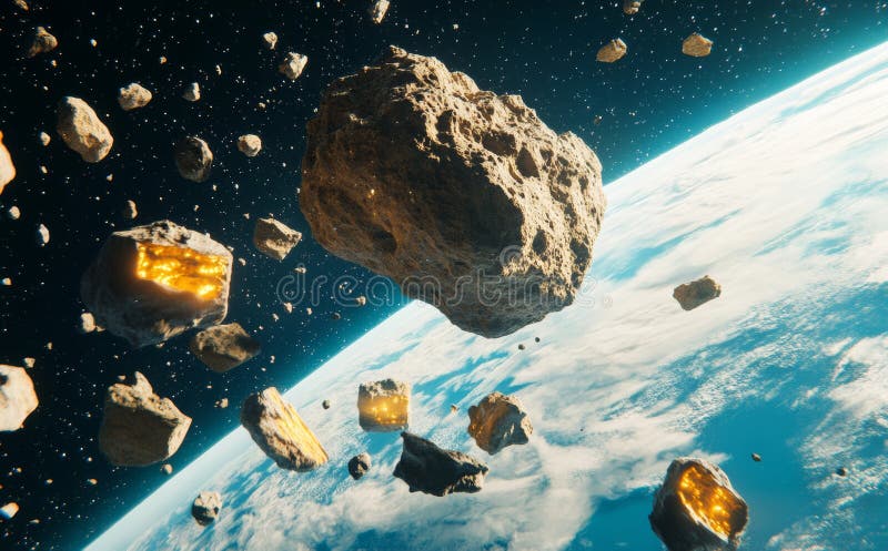 Giant Meteor Drawing and Crossing the Space during Asteroid Day, Vector ...