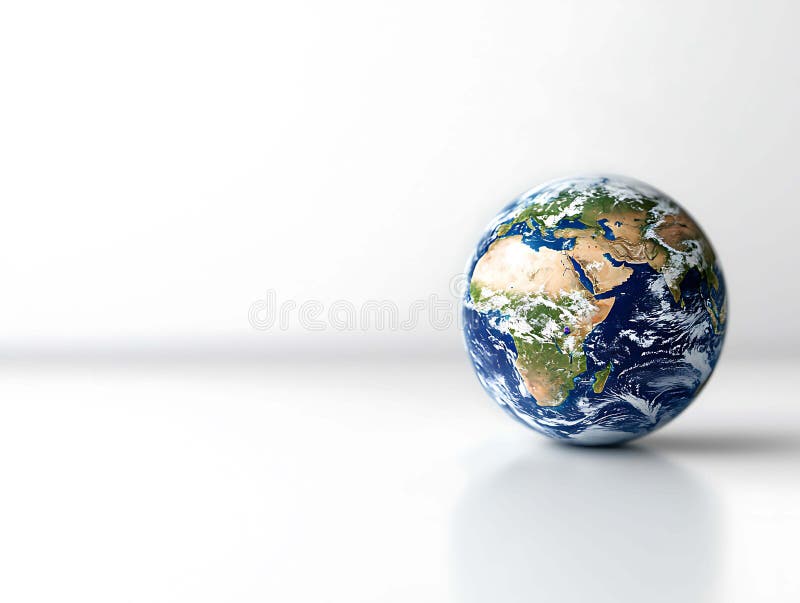 A Detailed, Realistic Earth Globe Rests on a Minimalist White ...