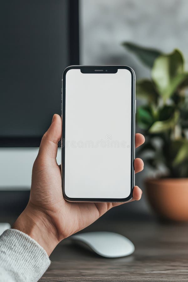 Realistic Mockup of a Hand Holding an IPhone with a Blank Screen for ...