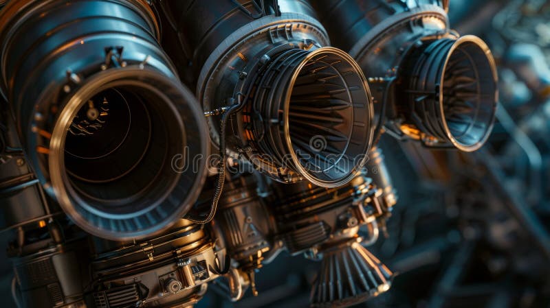 Detailed Realistic Photo of Rocket Engines at Launch, Close Up View for ...