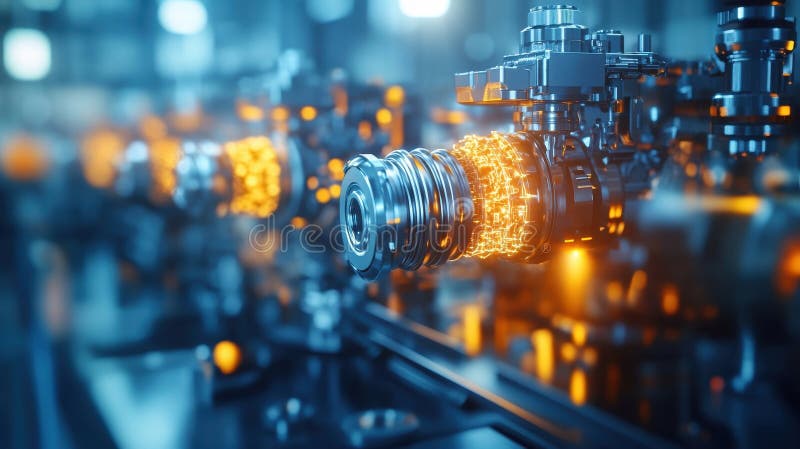 Detailed Realistic Scene of CNC Machining Process Stock Illustration ...