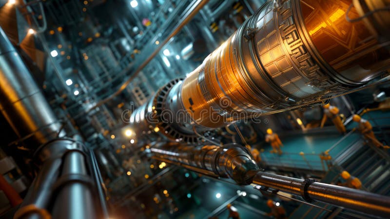 Inside a Futuristic Rocket Assembly Facility with Workers Stock Image ...