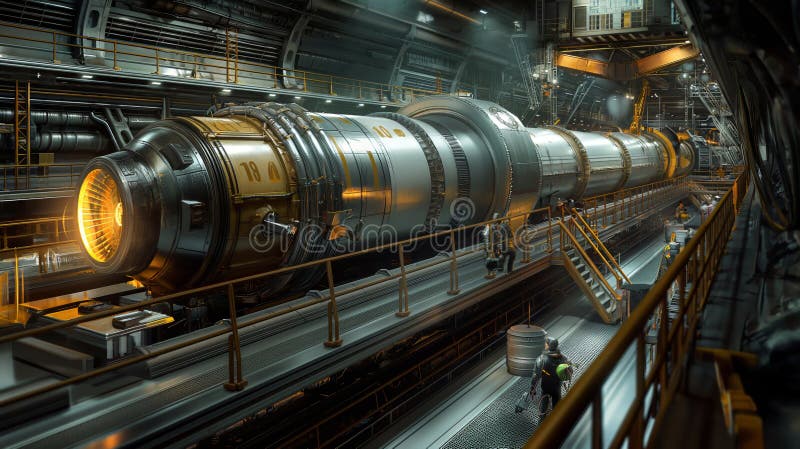 Inside a Futuristic Rocket Assembly Facility with Workers Stock Image ...