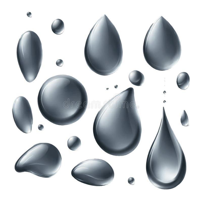 Set of Realistic Water Droplets – Vector Illustration on White ...