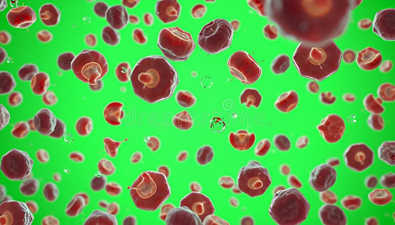 Detailed Red Blood Cells Visualization Isolated on Green Screen ...
