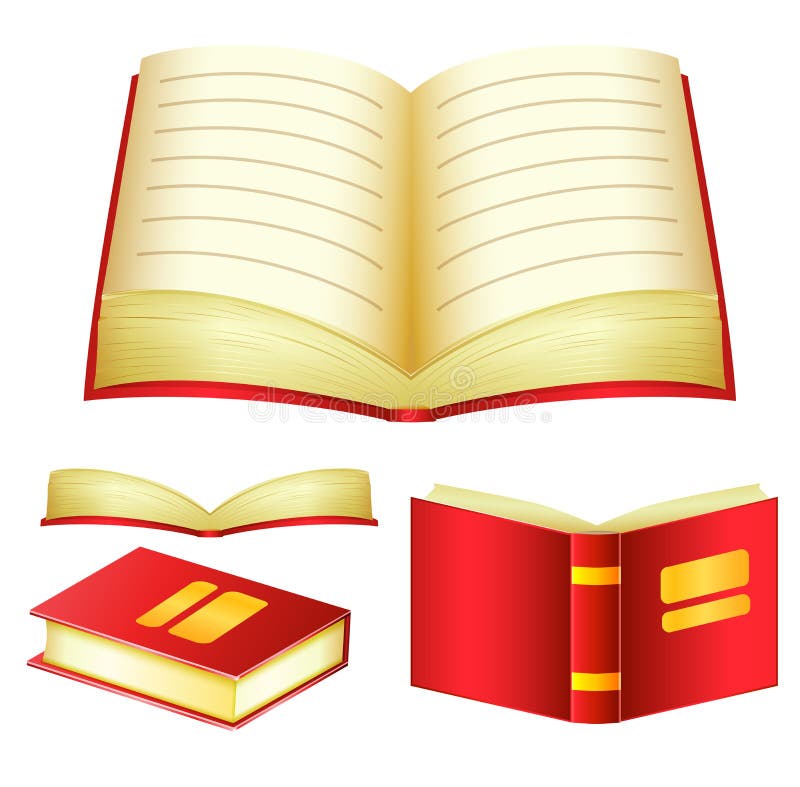 Detailed Red Books Vector Pack with Different Angles Stock Vector ...