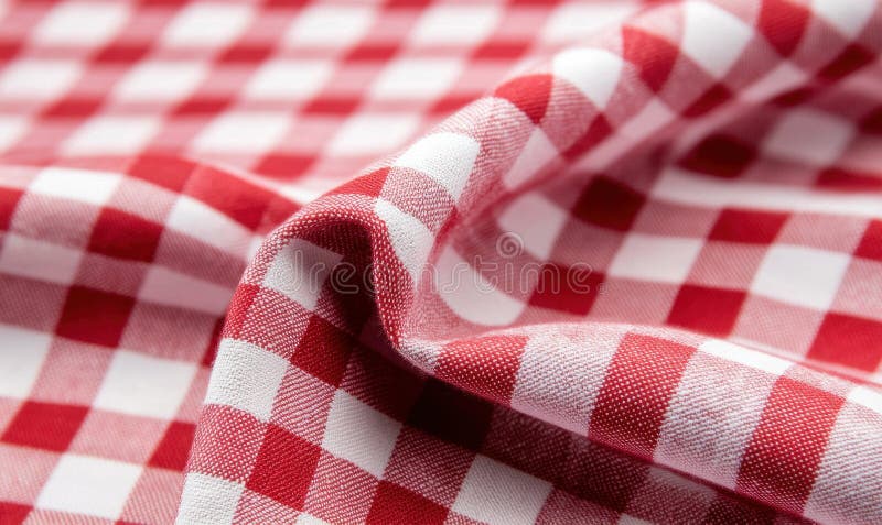 Detailed Red and White Gingham Fabric Displaying a Timeless Checkered Pattern with Beautiful ...