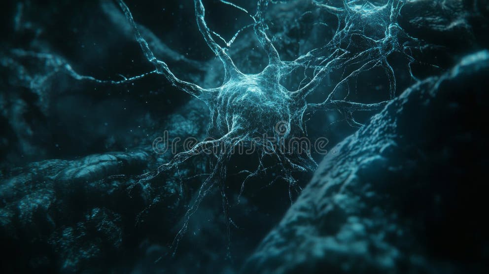 A Detailed Render of a Neuron Cell Structure Stock Illustration ...