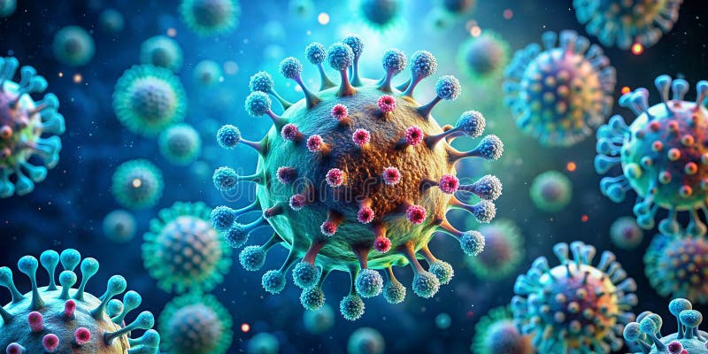 Detailed Render of Virus Attachment To Cellular Surface Highlighting ...
