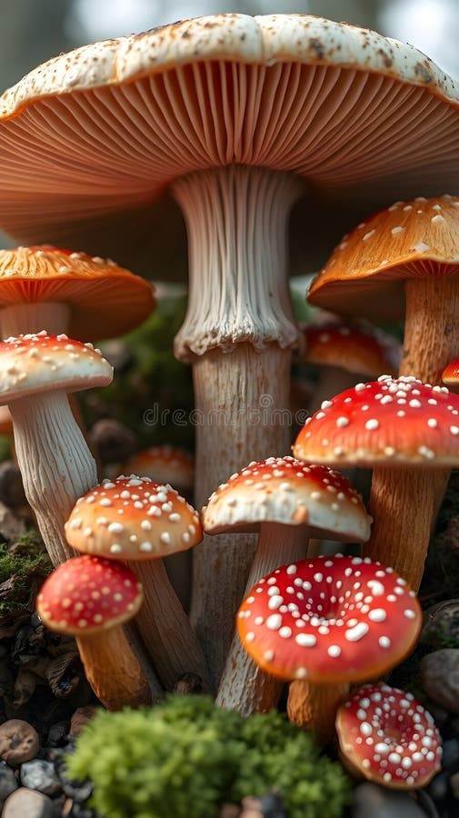 A Detailed Rendering of Different Types of Fungi Stock Illustration ...