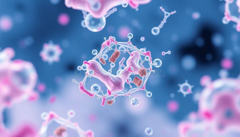 Studying Viral Structure Microscopic View of Virus Particles in Pink ...