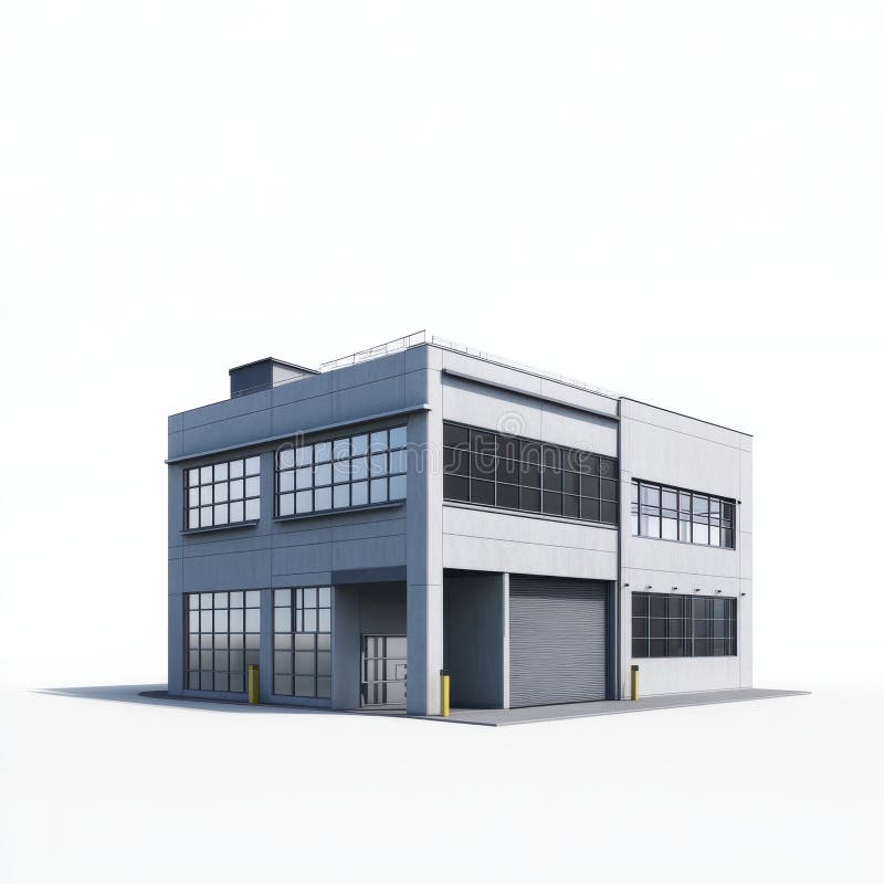 Detailed Rendering of an Industrial Building Design for Architecture ...