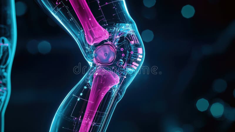 Knee Joint with Endoprosthesis Implant and Digital Alignment Markers ...