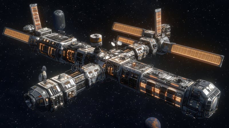 Futuristic Space Station stock illustration. Illustration of energy ...