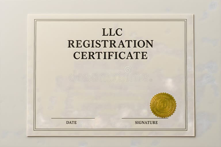 LLC Certificate Document with Embossed Seal Symbolizing Authenticity ...