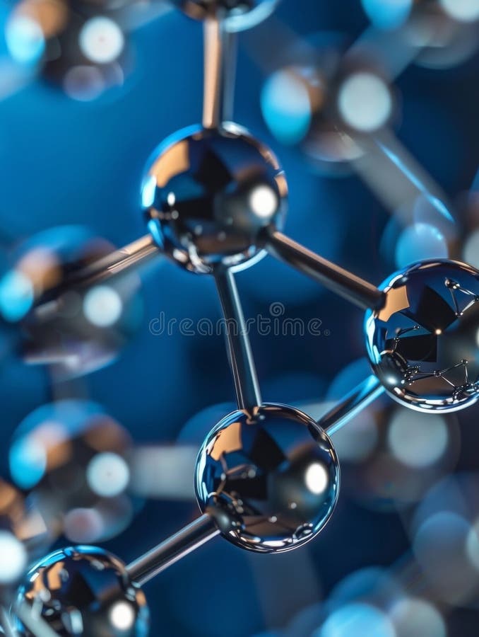 Detailed Rendering of a Molecular Structure with Reflective Spheres and ...