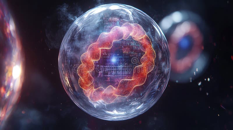 Futuristic Cell Structure with DNA Strand Inside a Glass Sphere ...