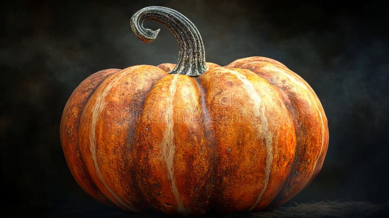 Detailed Rendering of a Pumpkin with a Stem and Detailed Texture Stock ...