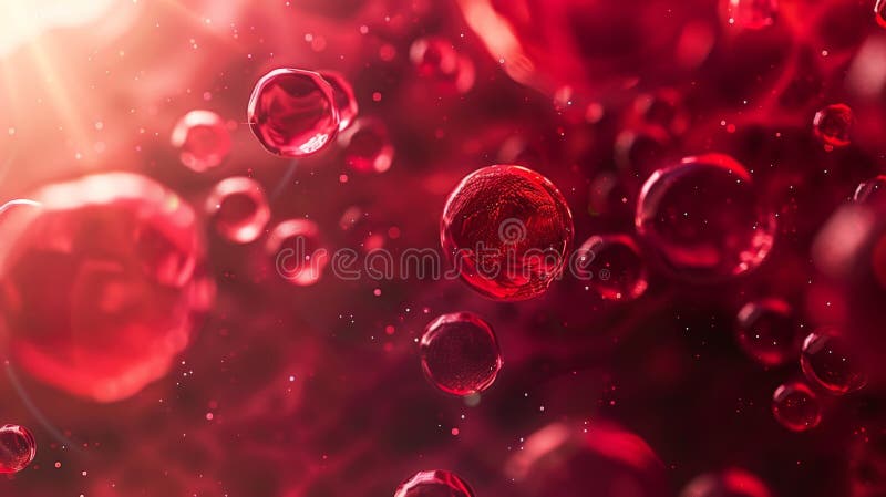 Detailed Rendering of Red Blood Cells with Red Bubbles in Soft ...