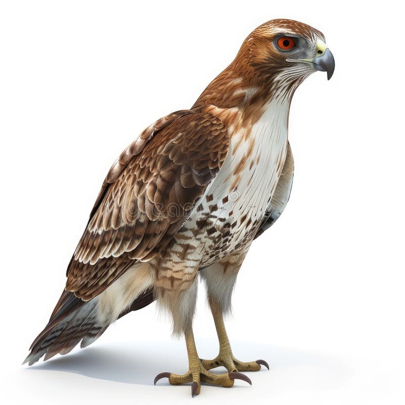 Majestic Red-Tailed Hawk in Flight, Isolated on White Stock ...