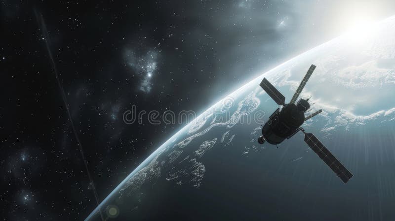 Detailed Rendering of Satellite in Outer Space Stock Image - Image of ...